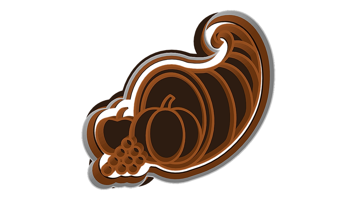 Cornucopia Cookie Cutter, Stencil, Stamp & Baking Mold ...