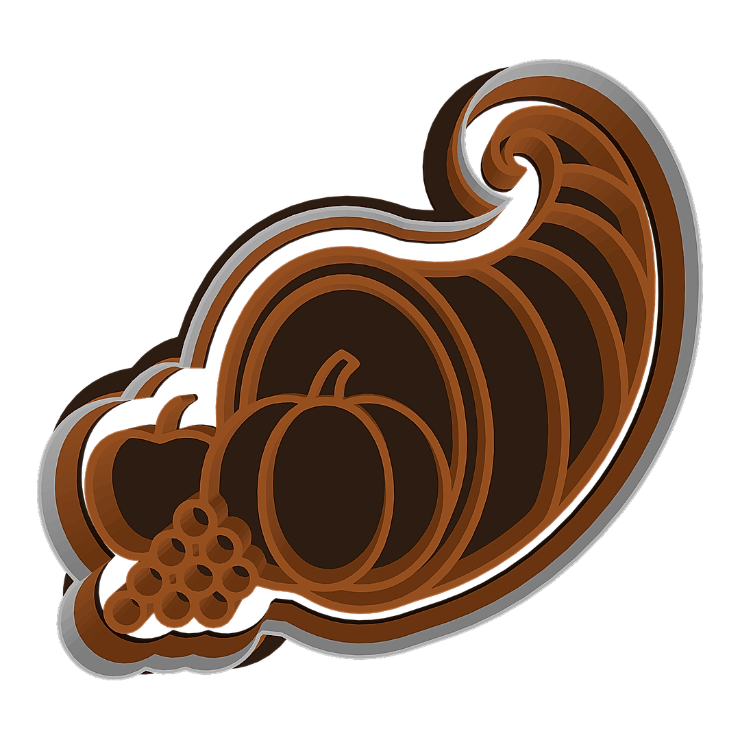 Cornucopia Cookie Cutter, Stencil, Stamp & Baking Mold ...