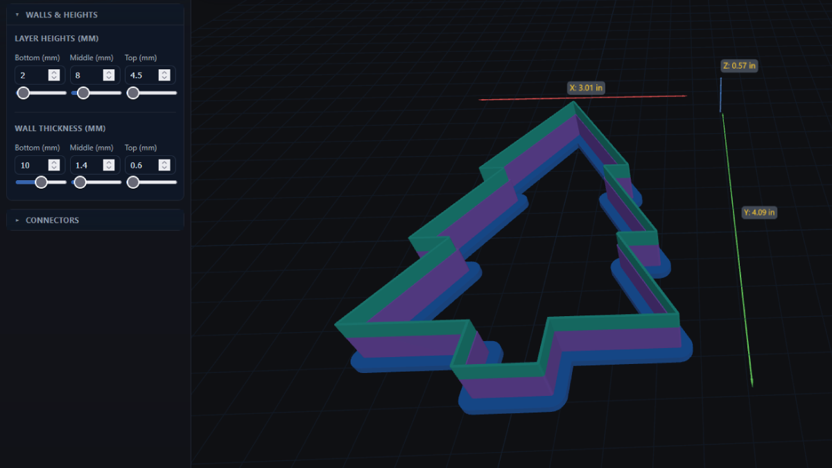 How to adjust layer widths & heights (Walls & Heights panel ...